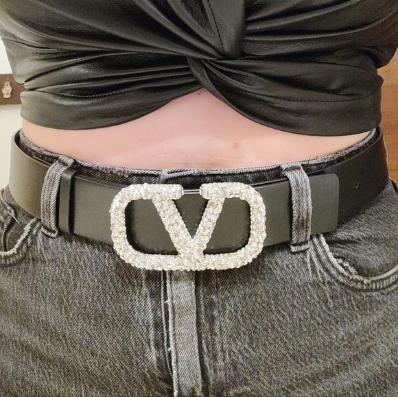 Valentino Garavani | Accessories | Valentino Crystal Encrusted Logo ...